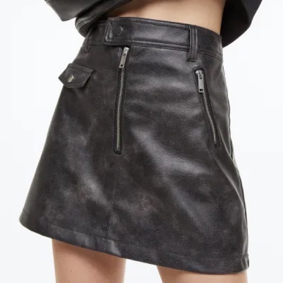 H&M | Skirts | Hm Moto Faux Leather Biker Mini Skirt | Poshmark